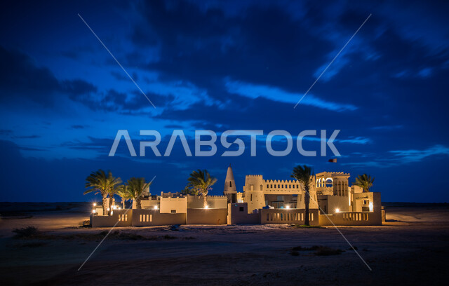 Panoramic picture of Al-Dheeb village in Dukhan city in Qatar, palm ...
