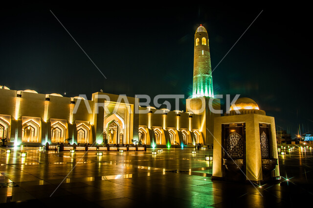 Imam Muhammad ibn Abd al-Wahhab Mosque in Doha, Qatar, Islamic architecture, architectural ...