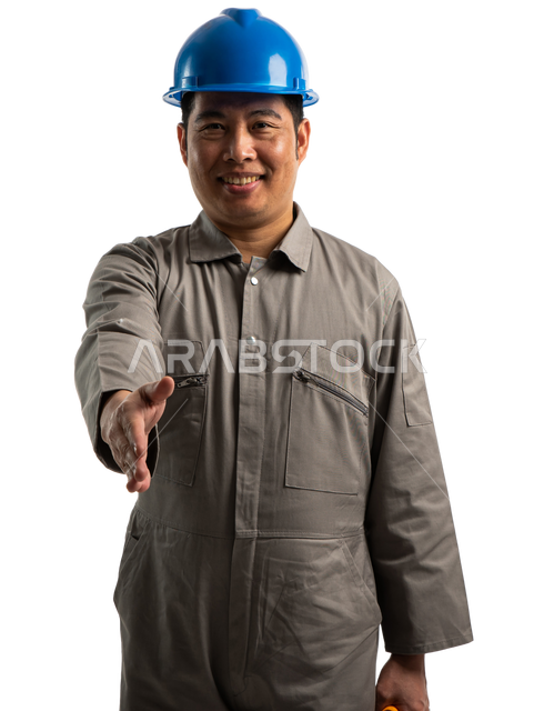 Portrait of a Filipino architect extending his hand with handshake ...