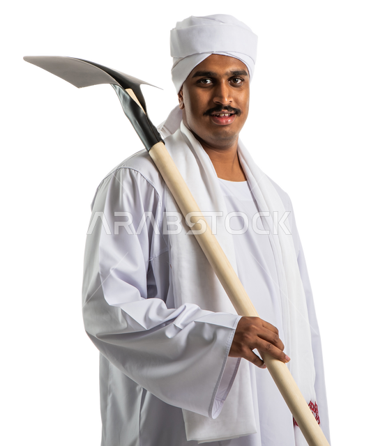 Portrait of an Egyptian farmer wearing the traditional Egyptian costume ...