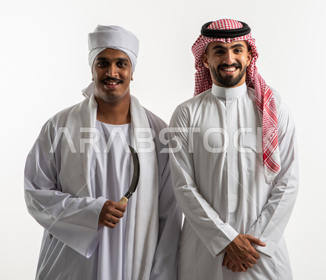 Portrait of a Saudi Arabian Gulf man wearing the traditional Saudi ...