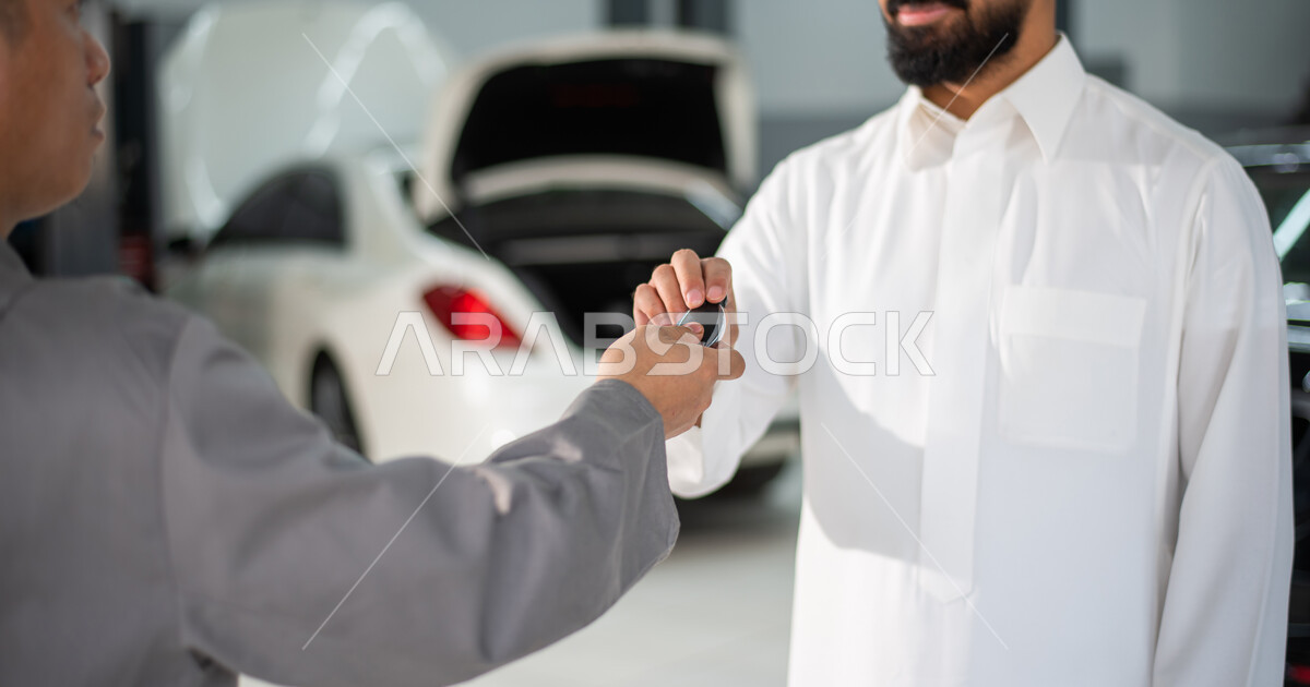 Transportation and maintenance repair center, gestures indicating ...