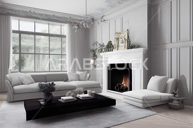 Living room with modern modern designs, interior decorations, living ...
