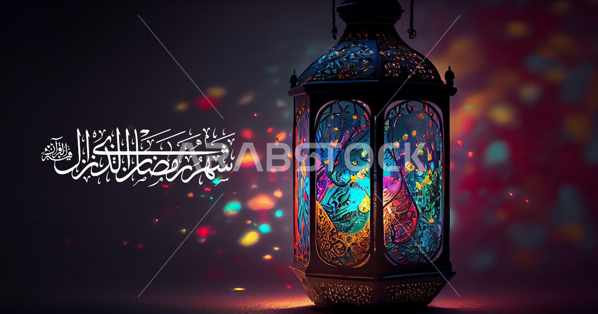 Ramadan lantern on a colored background, design template, the holy ...