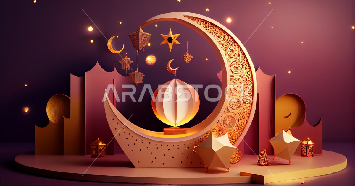 Islamic designs, Ramadan 3D artifacts, Ramadan crescent, Ramadan lamps ...