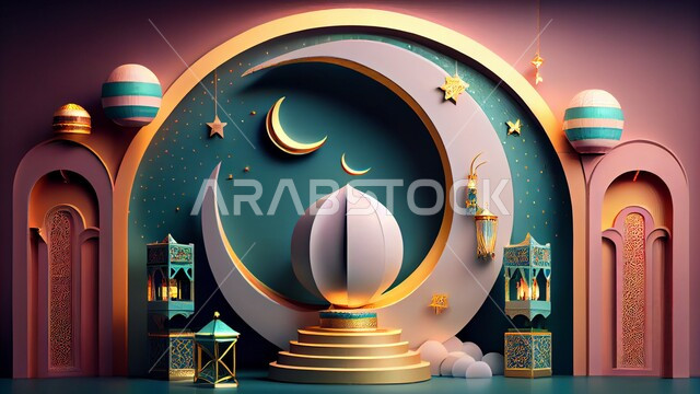 Islamic designs, Ramadan 3D artifacts, Ramadan crescent, Ramadan lamps ...