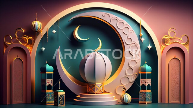 Islamic designs, Ramadan 3D artifacts, Ramadan crescent, Ramadan lamps ...