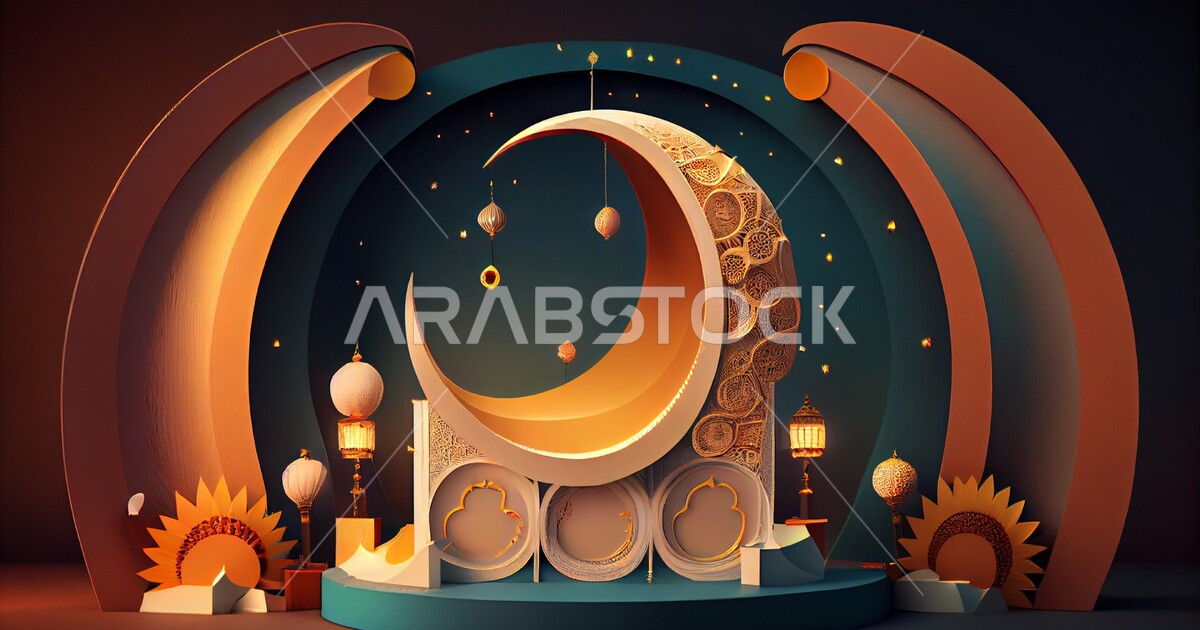 Islamic designs, Ramadan 3D artifacts, Ramadan crescent, Ramadan lamps ...