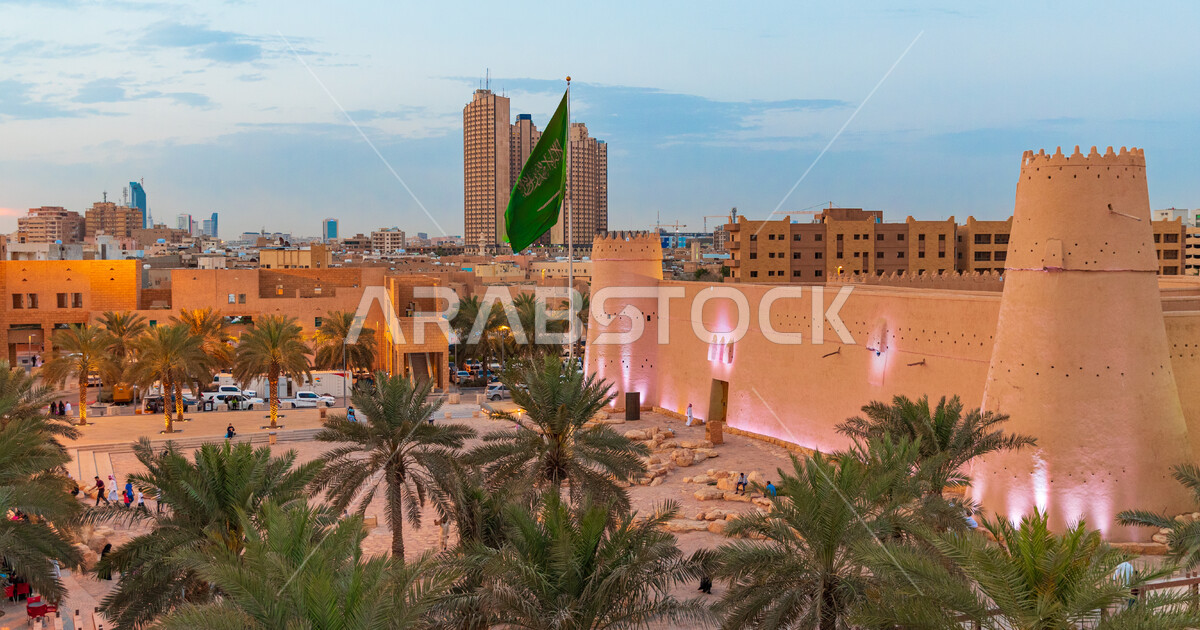 Masmak Palace in Riyadh, Saudi Arabia, Saudi flag pole, ancient ...