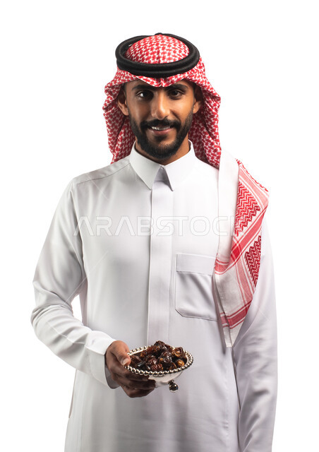 The quality of Saudi date products, a portrait of a Saudi Arab Gulf man ...