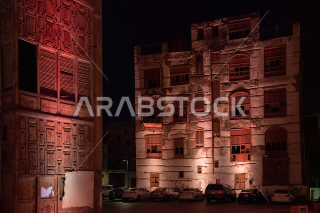 Archaeological buildings in the historic country in Jeddah, Saudi ...