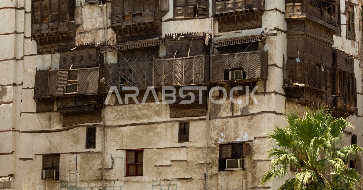 Archaeological buildings in the historic country in Jeddah, Saudi ...