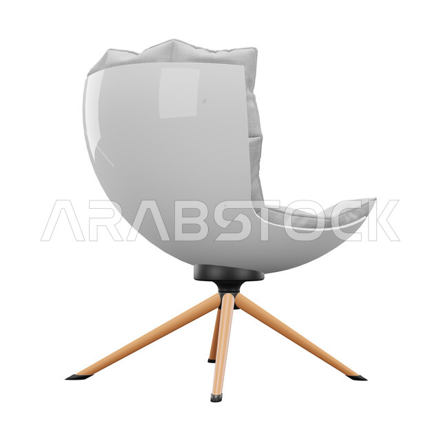 Single seater chair isolated on white background, 3D rendering, modern ...