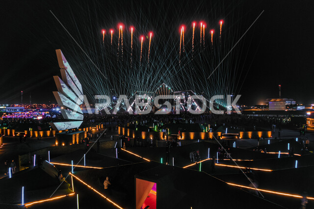 Middle Beast Festival in Riyadh, Kingdom of Saudi Arabia, at night ...