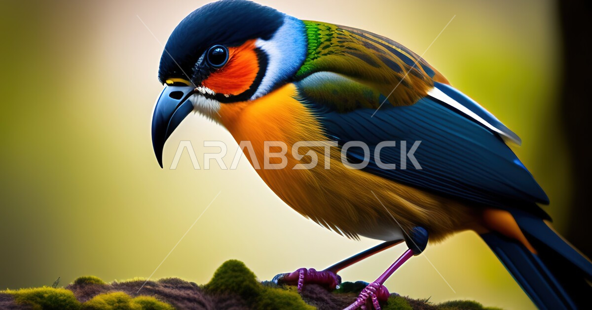 .Close-up of a small bird on a tree branch, natural backgrounds, a bird ...