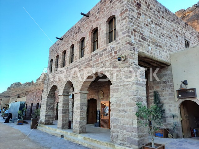.A beautiful view of the streets of the ancient city of Al-Ula, the ...