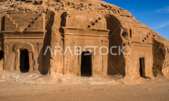 Natural rock formations in Madain Saleh in Al-Ula Governorate in the ...