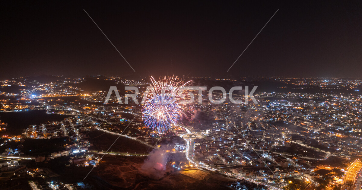 Aerial photo of the city of Abha in the south of the Kingdom of Saudi ...