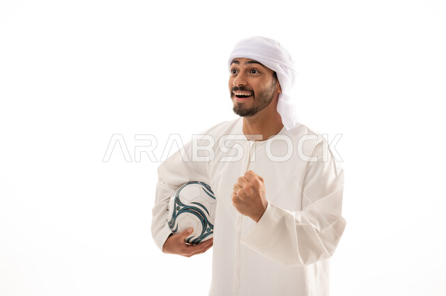 Portrait of an Arab Emirati Gulf man wearing traditional Emirati ...