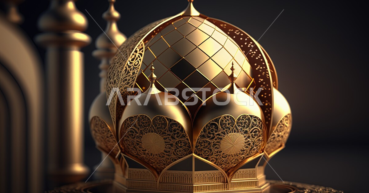A three-dimensional model of a mosque with creative designs, Islamic ...