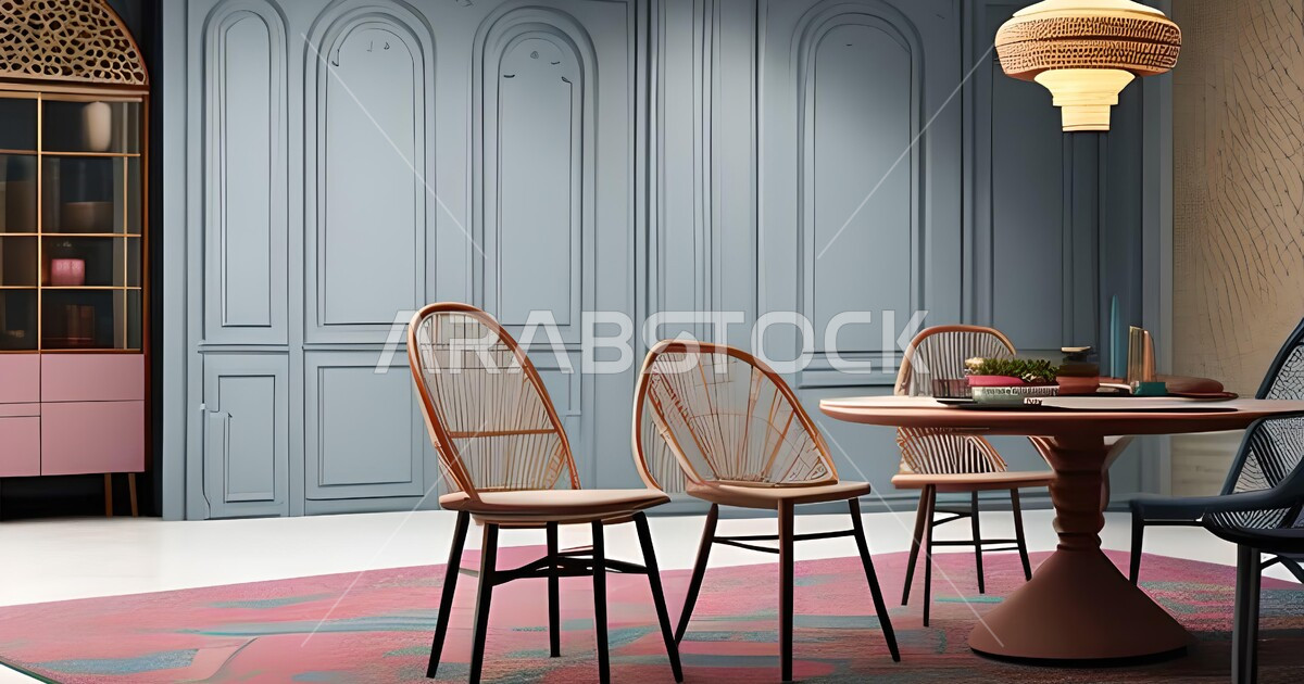 Modern interior home decorations for a dining room, living room with ...