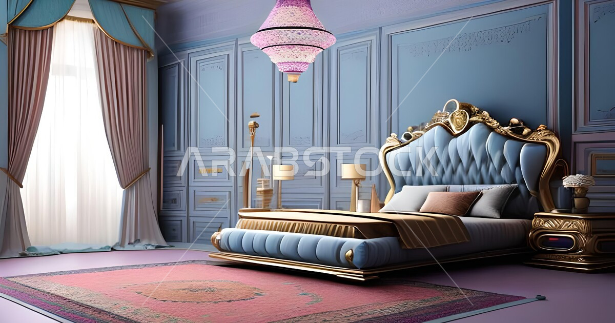Bedroom with modern luxury designs, high-end home furniture, modern ...