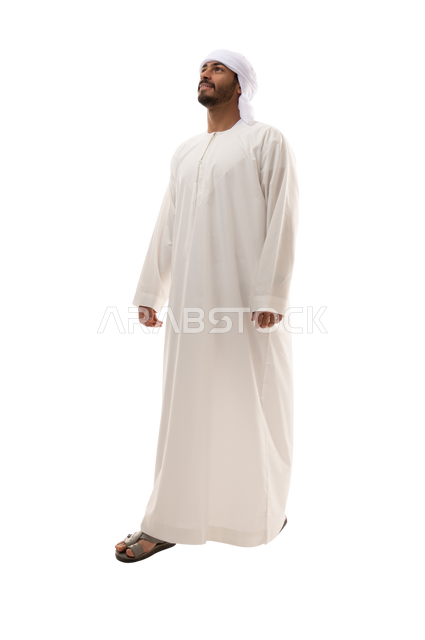 Portrait of an Emirati Arab Gulf youth wearing traditional Emirati ...