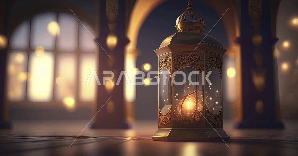 A traditional metal Arab lamp, Ramadan lantern, Ramadan artifacts ...