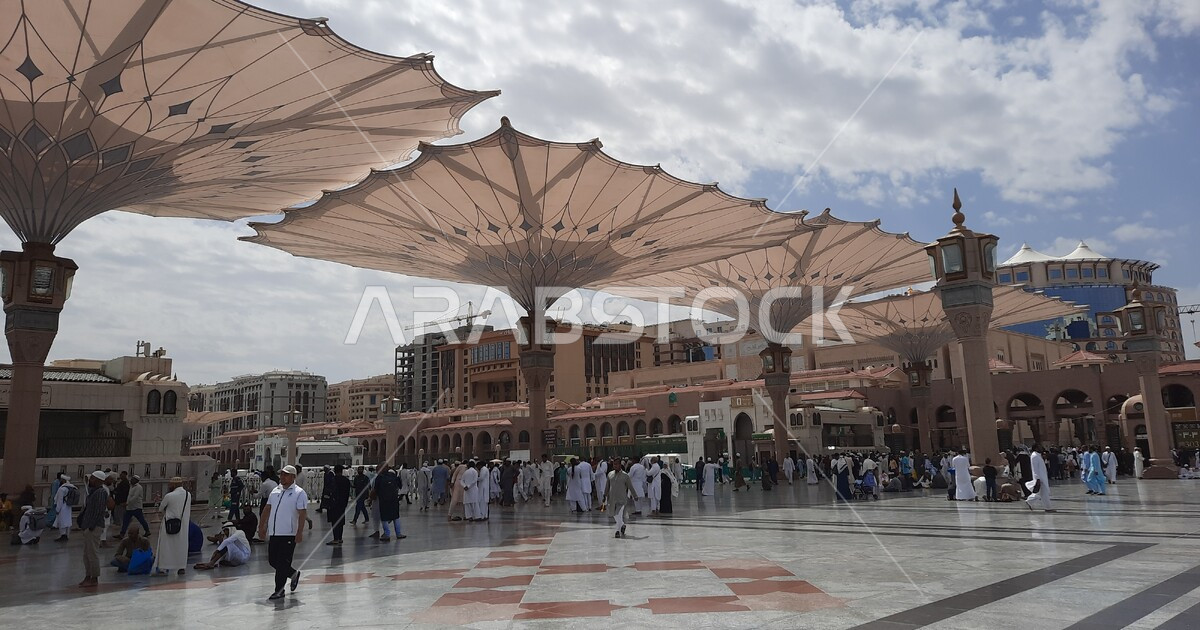 The square of the Prophet's Mosque in Medina in the Kingdom of Saudi ...