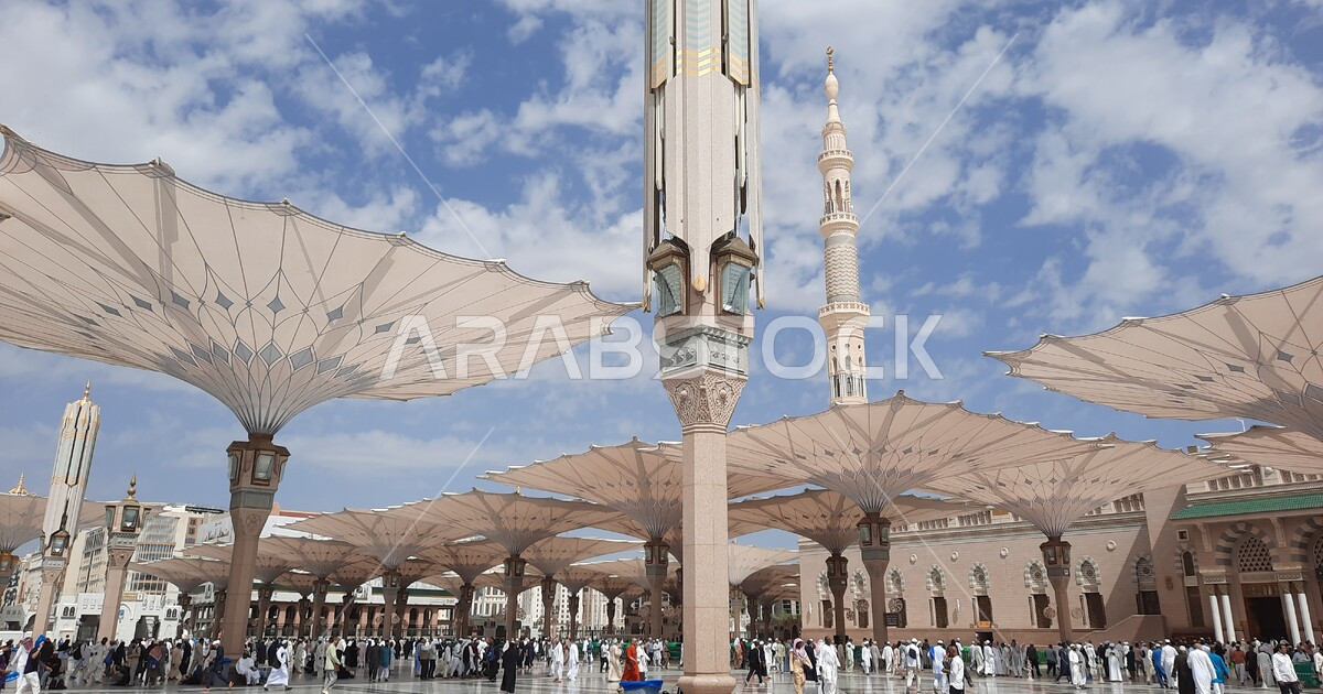 The square of the Prophet's Mosque in Medina in the Kingdom of Saudi ...