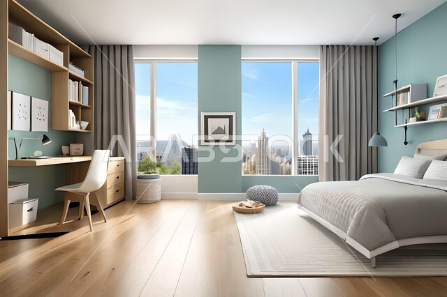 Bedroom with modern modern designs, interior decorations, antiques and ...