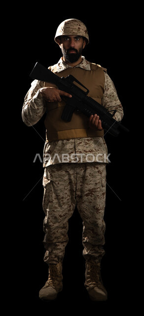 Gestures indicating standing with discipline, carrying arms and ...