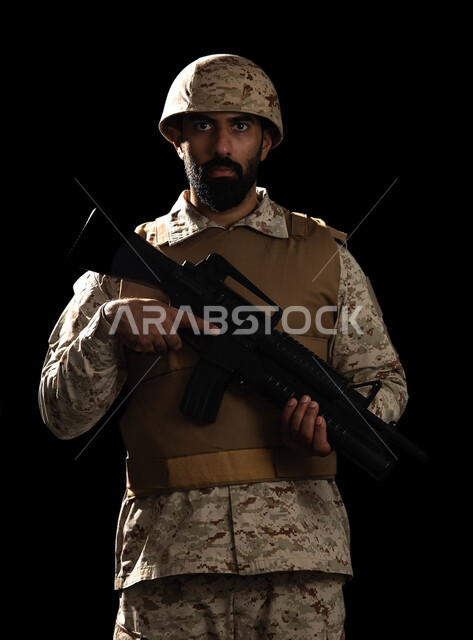 The Saudi Arabian Army, gestures indicating standing with discipline ...
