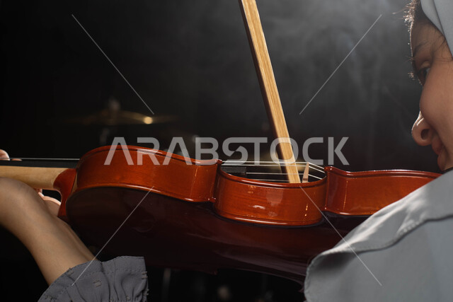 Presenting programs, musical arts and theatrical art, a close-up of a ...