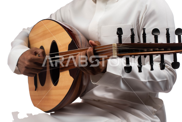 Enjoying playing the stringed instrument, musical artistic talents, a ...