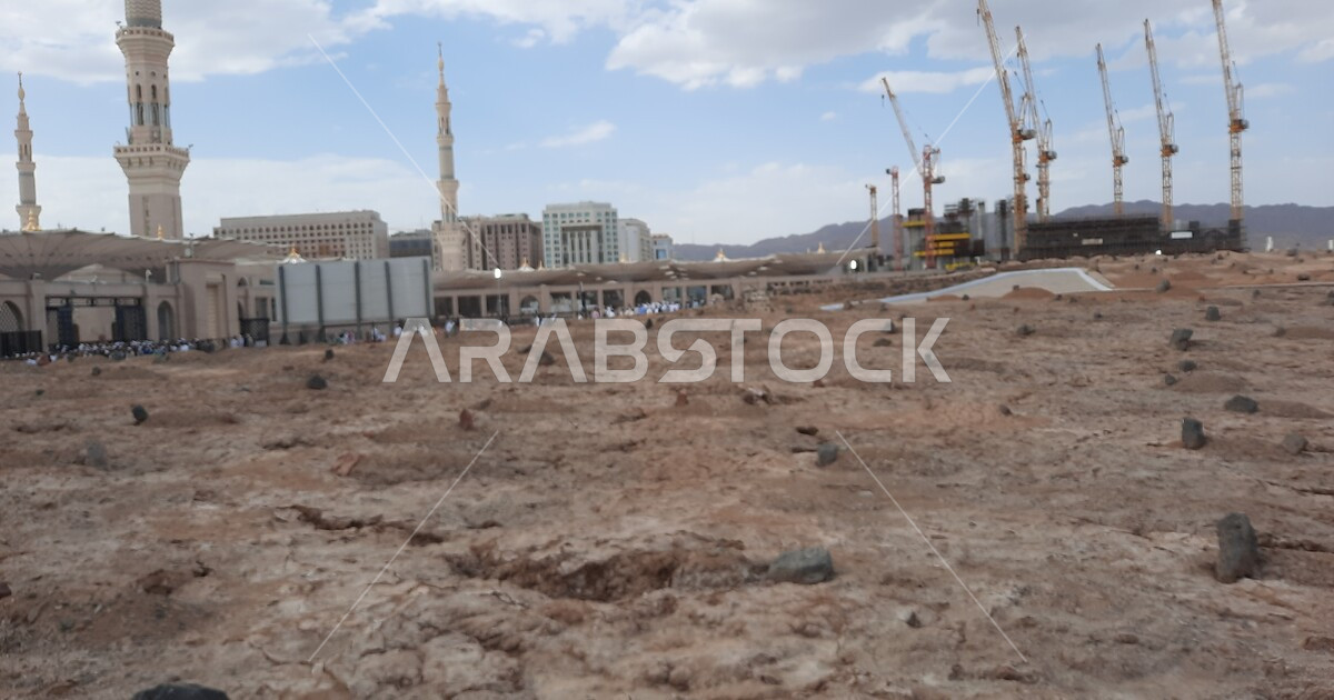 Al-Baqi’ Islamic cemetery in Medina, Saudi Arabia, visitors to the Baqi ...