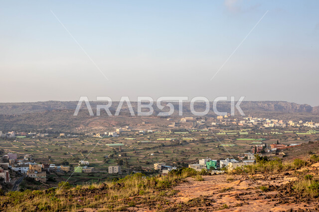 Mountain ranges in the city of Abha in the Asir region, green nature ...