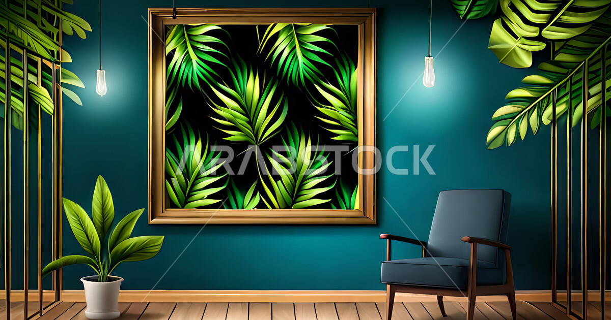 Living room with leafy decorations, interior decor, designs and ...