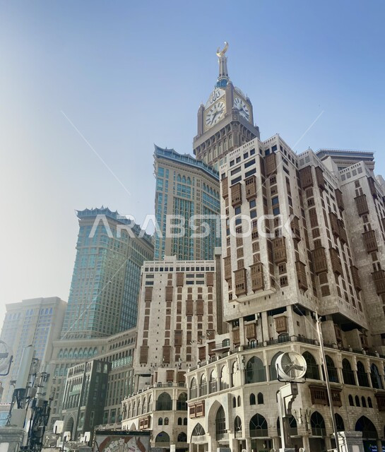 Towers of the Grand Mosque in Makkah Al-Mukarramah, Saudi Arabia, the ...