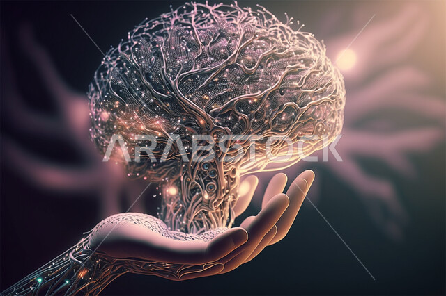 3D shapes and graphics, digital brain technology, technology and ...