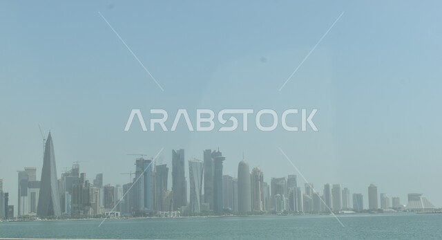 The architectural art of the Dafna Towers in the city of Doha in Qatar ...