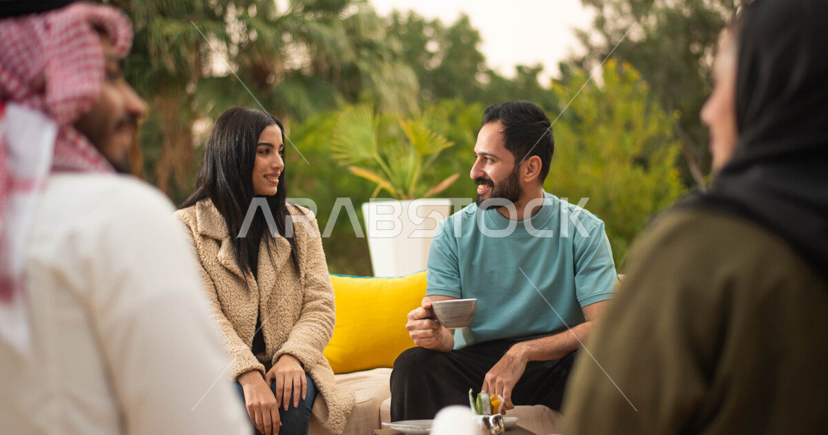 A happy summer vacation and spending fun times with friends. A group of ...