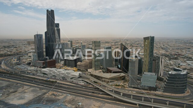 An aerial photograph of the towers of the King Abdullah Financial ...