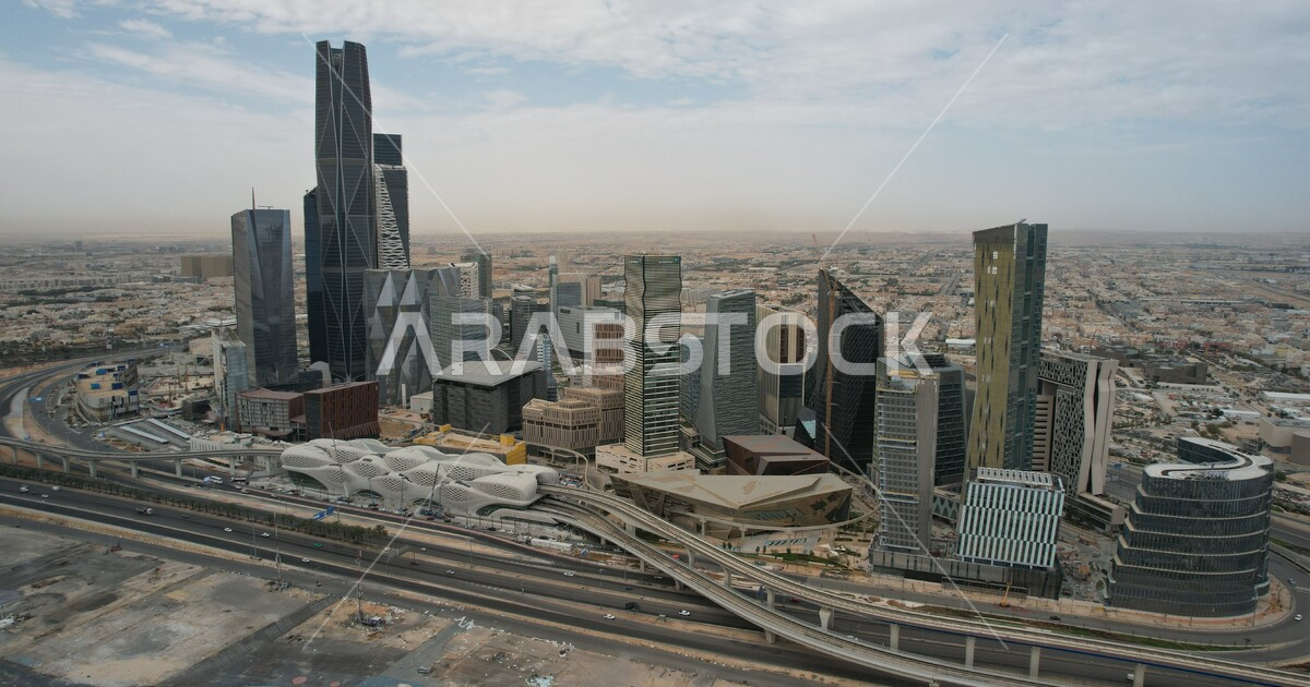 An aerial photograph of the towers of the King Abdullah Financial ...
