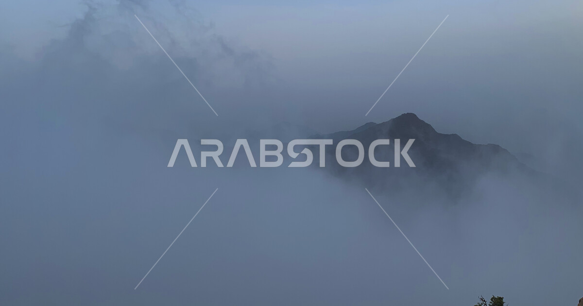 Abha mountains covered with clouds and clouds in Asir, Saudi Arabia ...