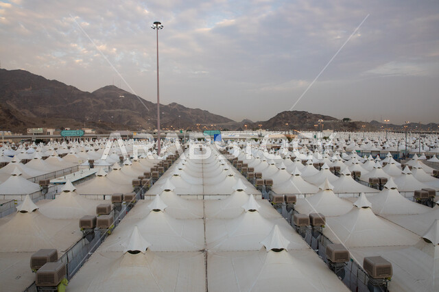 The mountains and heights of Arafat, the area of tents in Mina, the ...