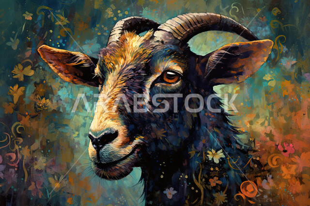 Paintings with brushes, oil and water colors of goats, Islamic ...
