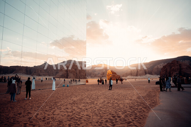 Tourists visit to Al-Ula Governorate, the Mirrors Glass Theater in Al ...