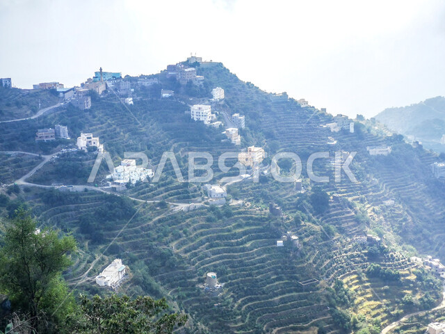Al-Faifa Mountains in Jizan, southern Saudi Arabia, residential homes ...