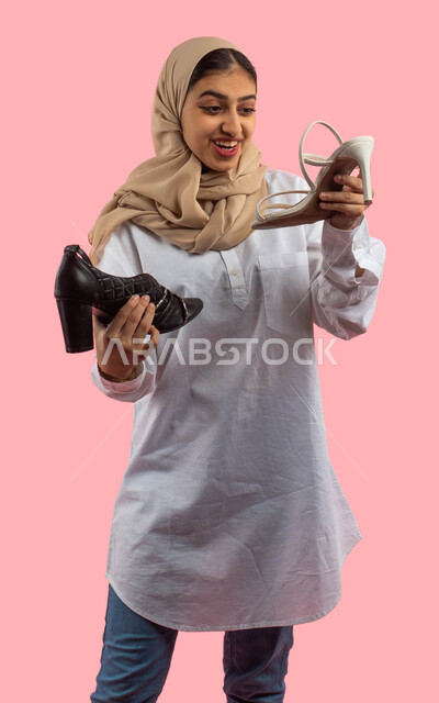 Women's shoes, distinctive modern designs, a portrait of a Saudi ...